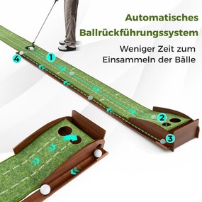 Costway Golfová podložka na patování s 2 jamkami a 3 golfovými míčky a umělým