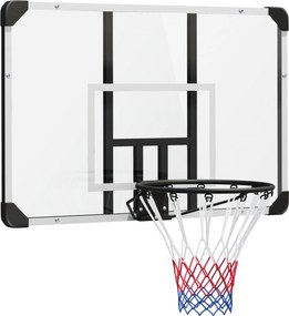 Nástěnný basketbalový koš SPORTNOW s basketbalovou deskou a sítí 113 x 61 x 73 cm z oceli pro venkovní aktivity v bílé barvě | Aosom.de