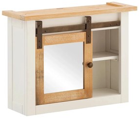 furniture-nabytek.cz - Masivní skříňka se zrcadlem Caprino, borovice / MDF, lakovaná, bílá / hnědá