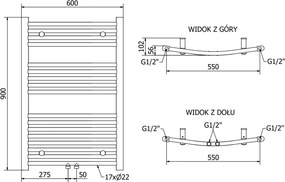 Mexen Ares, topné těleso 900 x 600 mm, 433 W, černá, W102-0900-600-00-70