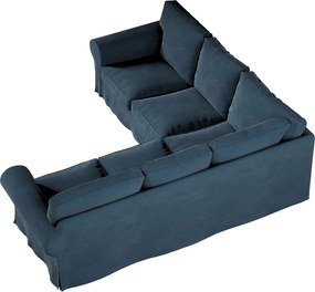 Potah na pohovku IKEA  Ektorp rohová barva modrá látka lesklé, sametová