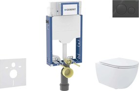 SANITINO - Set předstěnové instalace, klozetu Oudee a Slim sedátka softclose, tlačítko Sigma20, černá lesk/černá mat SANI11CA51106