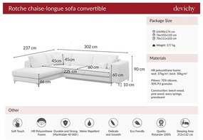 Tmavě béžová rozkládací rohová pohovka Devichy Rothe, pravý roh