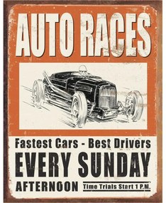 Plechová cedule Vintage Auto Races 32cm x 40 cm