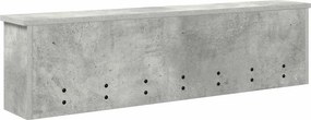věšák, nástěnný, 5 poliček, háčky, kompozitní dřevo, 26x100x16 cm, beton šedá, Dekorino TK20260022