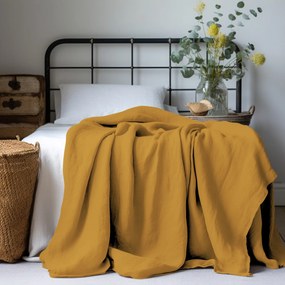 Mušelínový přehoz na postel Mustard
