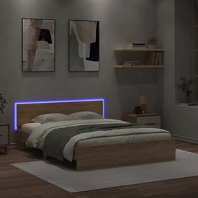 Rám postele s čelem a LED osvětlením dub sonoma 160 x 200 cm 3207597