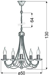 Candellux Patinový závěsný lustr Muza pro žárovku 5x E14