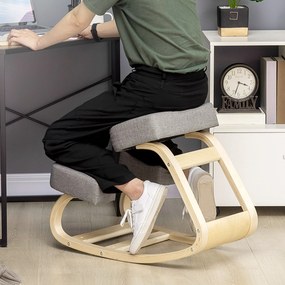 Ergonomická klečící židle Vinsetto z březového dřeva, židle pro správné sezení s paměťovou pěnou a polyesterovým polstrováním pro domov i kancelář, š…