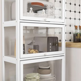 HOMCOM 4-patrový vitrínový kabinet s skládacími akrylovými dveřmi, protiskluzovým vitrinou pro studovnu, ložnici a kancelář 59x30x139 cm Bílá