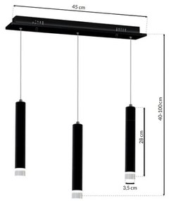 Závěsné svítidlo Carbon, 3x černé kovové stínítko, b