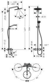 Hansgrohe Croma Select S, Showerpipe 280 1jet s vanovým termostatem, chromová, HAN-26792000