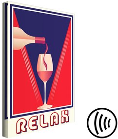 Obraz Relaxace a víno (1-dílný) svislý - alkohol v sklenici a nápis