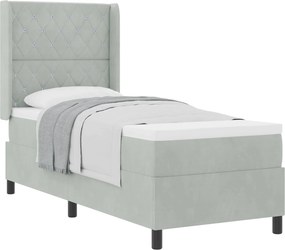 Postel s boxspringem s matrací Světle šedá 80 x 200 cm samet 3341924