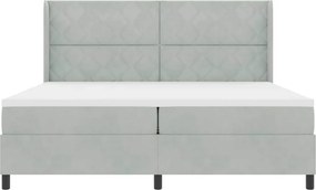 Postel s boxspringem s čelo Světle šedá 200 x 200 cm samet 3342080