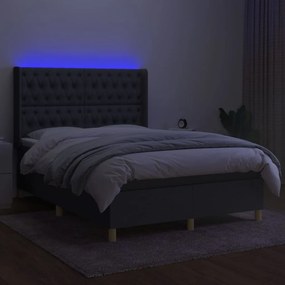 Box spring postel s matrací a LED tmavě šedá 140x190 cm textil 3139110