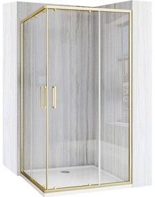 Obdélníkový sprchový kout REA City 80x100 zlatá broušená + sprchová vanička Savoy bílá
