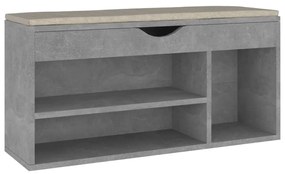 Botník s poduškou betonově šedý 104 x 30 x 49 cm dřevotříska - Default Title