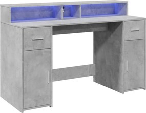 Psací stůl s LED betonově šedý 140x55x91 cm kompozitní dřevo 3309423
