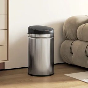 HOMCOM senzorový odpadkový koš o objemu 30 litrů s funkcí jemného zavírání, bezdotykový odpadkový koš z nerezové oceli pro hygienické kuchyně 851-048…