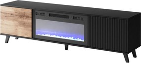TV stolek Random 180 cm s krbem dub wotan/černý