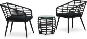 vidaXL 3dílný bistro set polyratan [48579] Barva: Černá