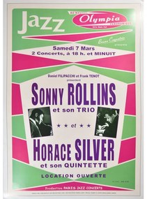 Koncertní plakát Sonny Rolins + H.Silver, Paris 1964