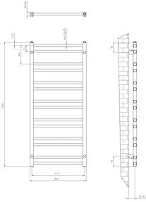 Sapho - Koupelnový radiátor METRO DOS 343W 50x110 cm matná černá