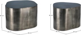 Antracitové kovové konferenční stolky v sadě 2 ks 59x60 cm Kalinda – Bizzotto