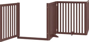 Zábrana pro psy s dvířky skládací 8 panelů hnědá 640 cm topol 3155694