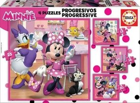 EDUCA Puzzle Minnie a Daisy 4v1 / (12  16  20  25 dílků) / od 3 let