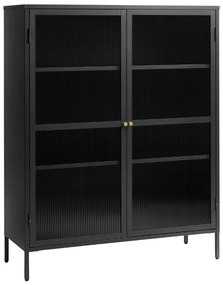 Černá kovová vitrína Unique Furniture Bronco 140 x 111 cm