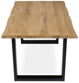 AUTRONIC Stůl jídelní, 140x90x75 cm, masiv dub, kovová noha ve tvaru písmene "U", černý lak