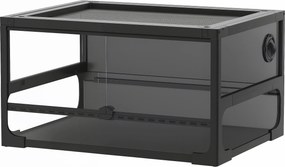 PawHut zvýšené skládací terárium pro plazy 60 × 45 × 32 cm (24 × 18 × 13 palců) — kalené sklo, zamykatelné víko, podávací dvířka, síťované větrání, 3…