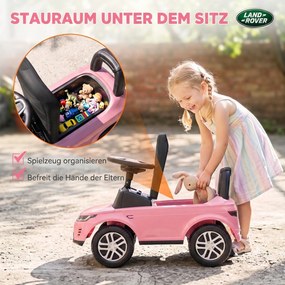 AIYAPLAY LAND ROVER DISCOVERY odrážedlo, vozidlo k odrážení s klaksonem, zvuky motoru, úložný prostor pod sedadlem 18–36 měsíců, růžová