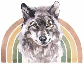 Gario Dětská nálepka na zeď Rainbow animals - vlk Barva: A, Rozměry: 98 x 75 cm