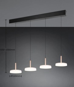 LED stmívatelné závěsné svítidlo v černobílo-zlaté barvě se skleněným stínidlem Celeste – Trio