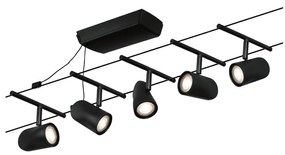 Paulmann 94469 CorDuo Cup Basic, černý lankový systém, 5x max 10W LED 12V, 500cm