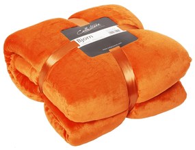 Oranžový chlupatý pléd Bjorn orange rust - 150*200 cm