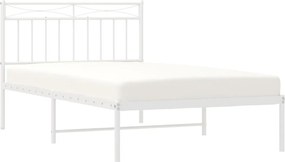vidaXL Kovový rám postele s čelem 107 x 203 cm [373736] Barva: Bílá
