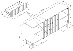 Široká komoda se zásuvkami Edinburgh
