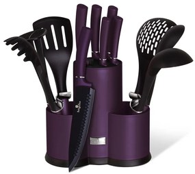 BERLINGERHAUS Sada nožů a kuchyňského náčiní ve stojanu 12 ks Purple Metallic Line BH-6258