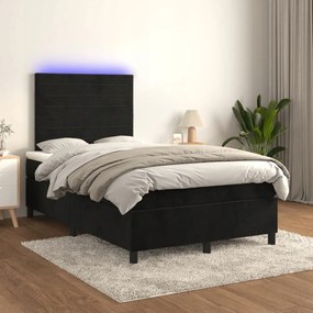Fionshop 264251245 Box spring postel s matrací a Led černá 120x200 cm sam