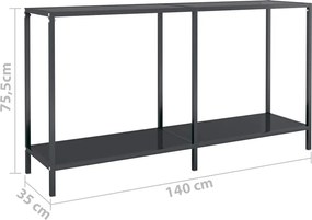 Konzolový stolek černý 140 x 35 x 75,5 cm tvrzené sklo 331695