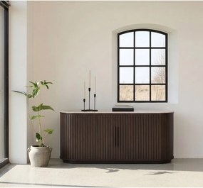 Komoda s keramickou deskou s posuvnými dveřmi v tmavě přírodní barvě 165x76x45 cm Enna – Unique Furniture