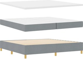 Postel s boxspringem s čelo Světle šedá 200 x 200 cm textil 3340837