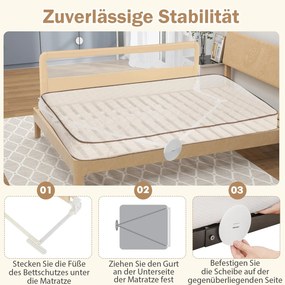 Costway 180 cm Béžová dlouhá skládací tyč na postel s bezpečnostními popruhy