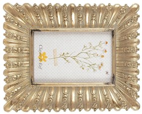 Zlatý antik fotorámeček se zdobnými květy – 10x15 cm