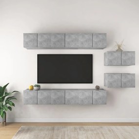 TV skříňky 8 ks betonově šedé kompozitní dřevo