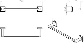 Gedy, COLORADO držák ručníků 350x80mm, chrom, 692135